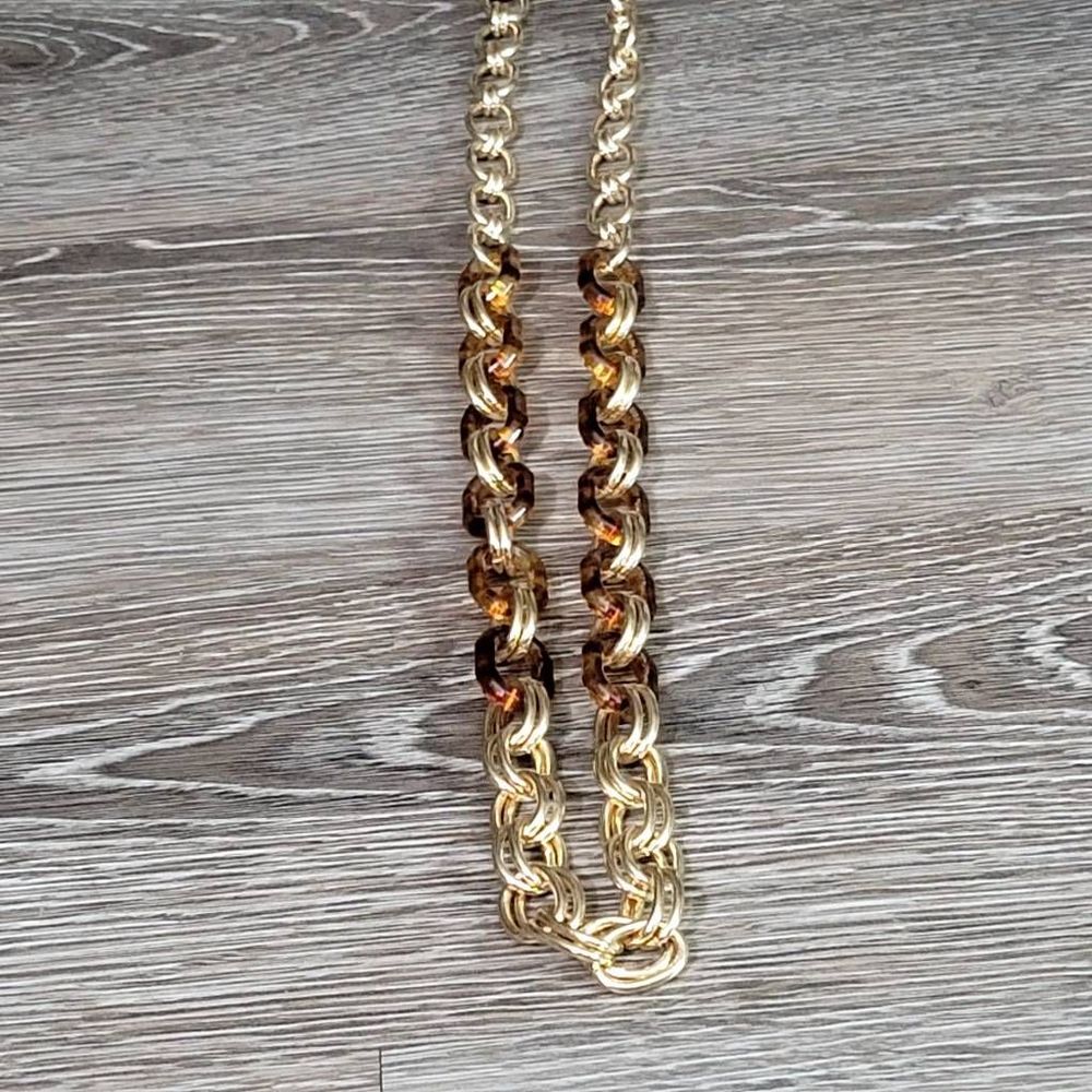 Long Gold Double Link Chain With Alternating Tortoise… - Gem